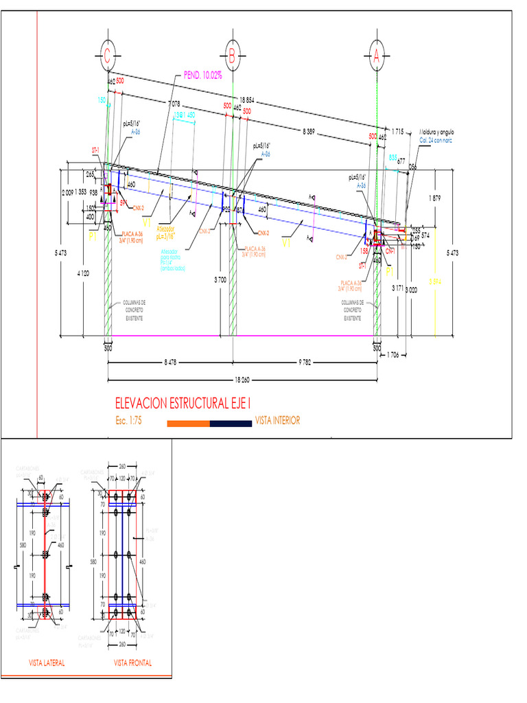 Elevacion Estructural Eje I: PEND. 10.02% | PDF