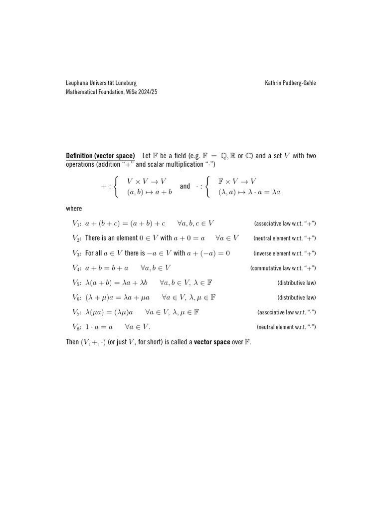 Mafo Lecture2 Vectorspace | PDF