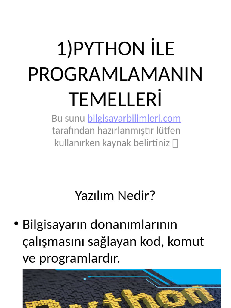 Bilgisayar Bilimi 2.dönem 1.ünite Python Ile Temeller | PDF