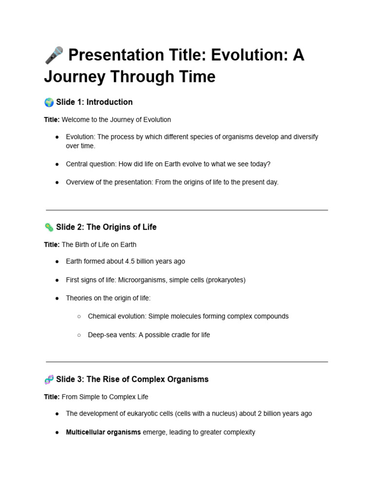 ? Presentation Title: Evolution: A Journey Through Time | PDF | Homo | Life