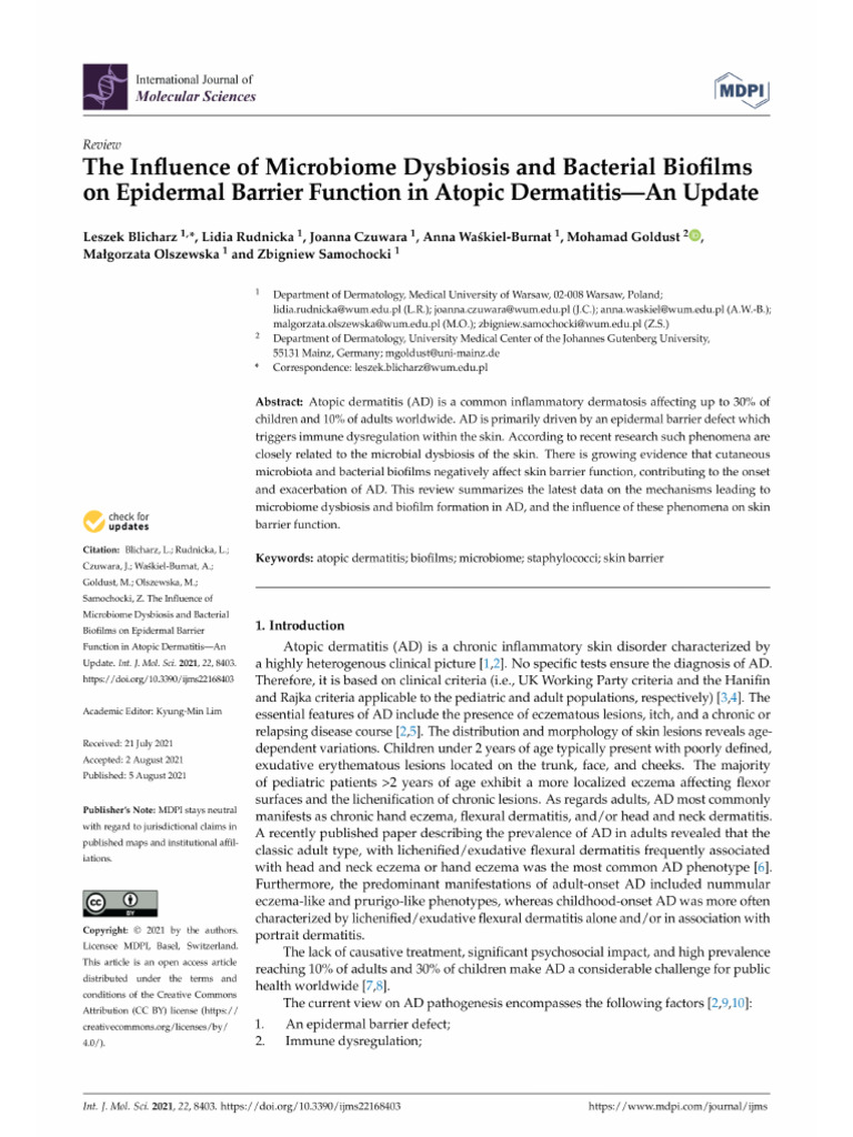 The Influence of Microbiome Dysbiosis and Bacterial Biofilms On ...
