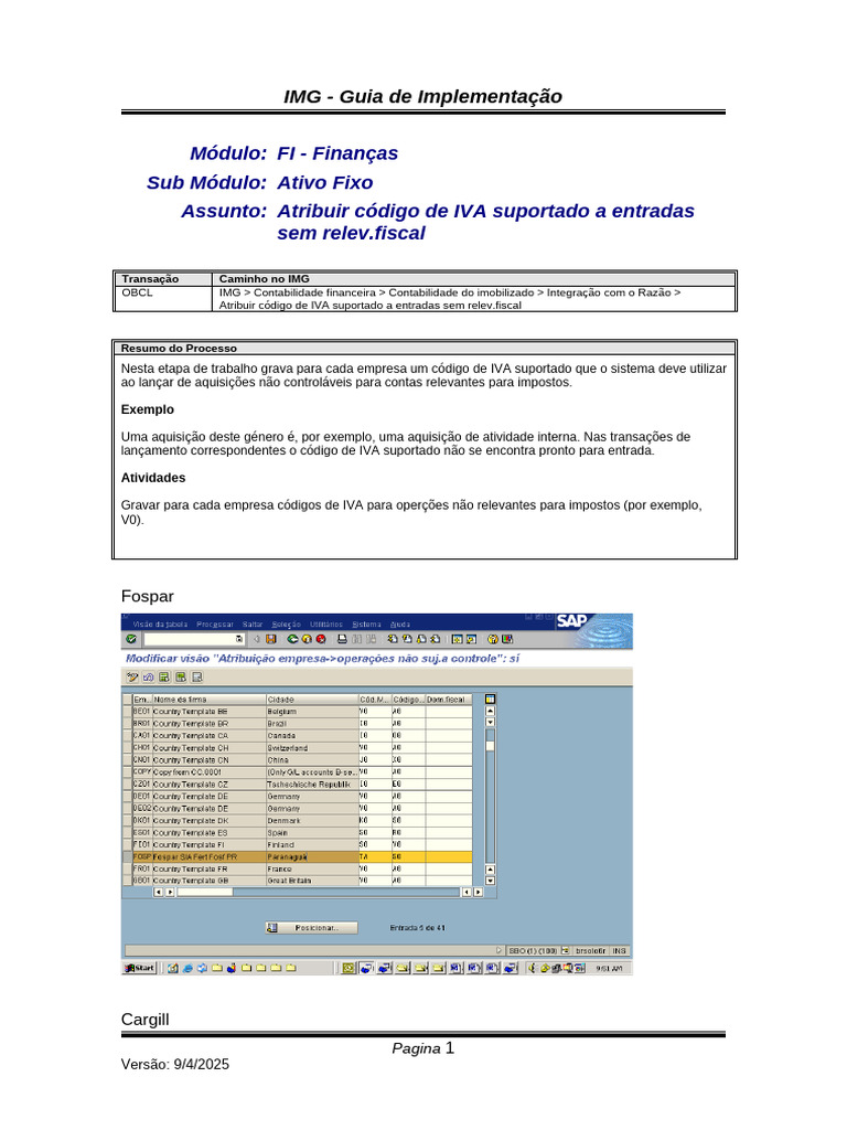 3.2.AA-OBCL - Atribuir código de IVA suportado a entradas sem relev.fiscal | PDF