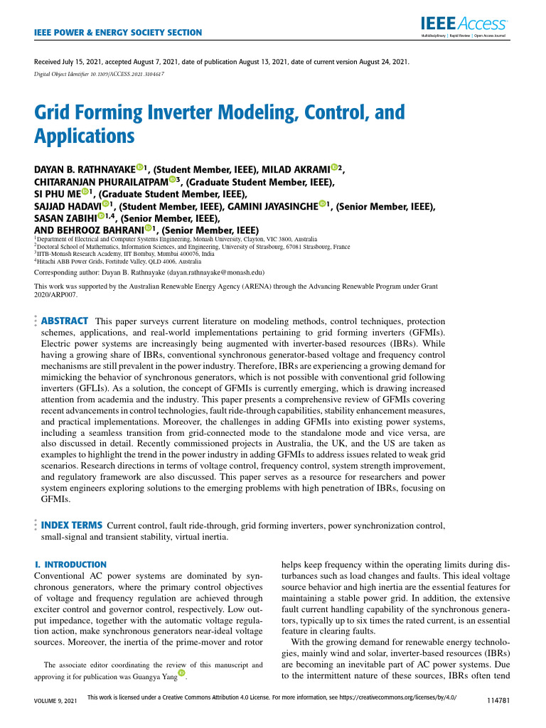 Grid Forming Inverter Modeling, Control, and | PDF
