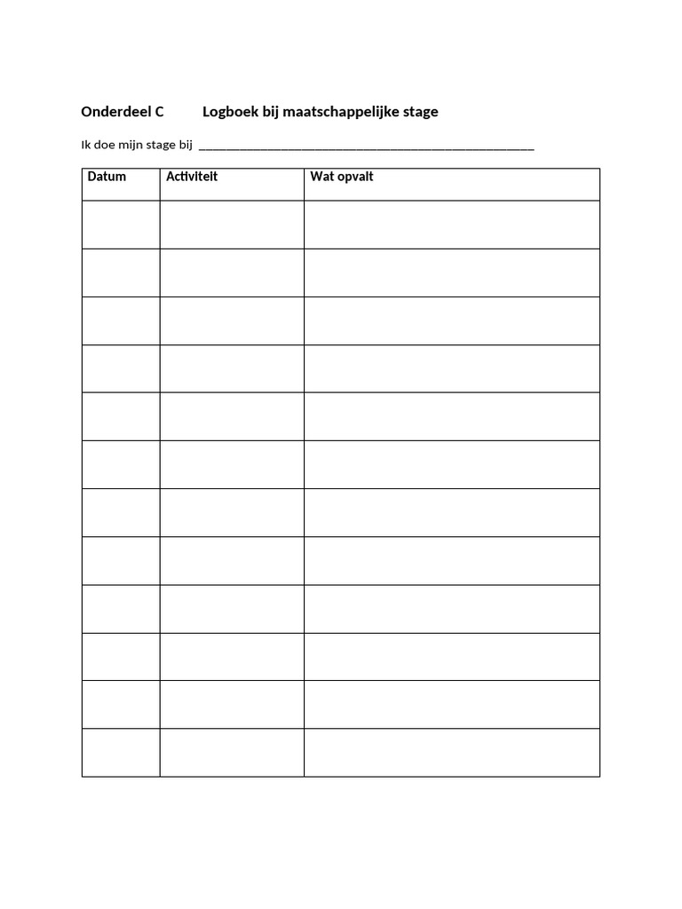 3 Onderdeel C Logboek Bij Maatschappelijke Stage | PDF