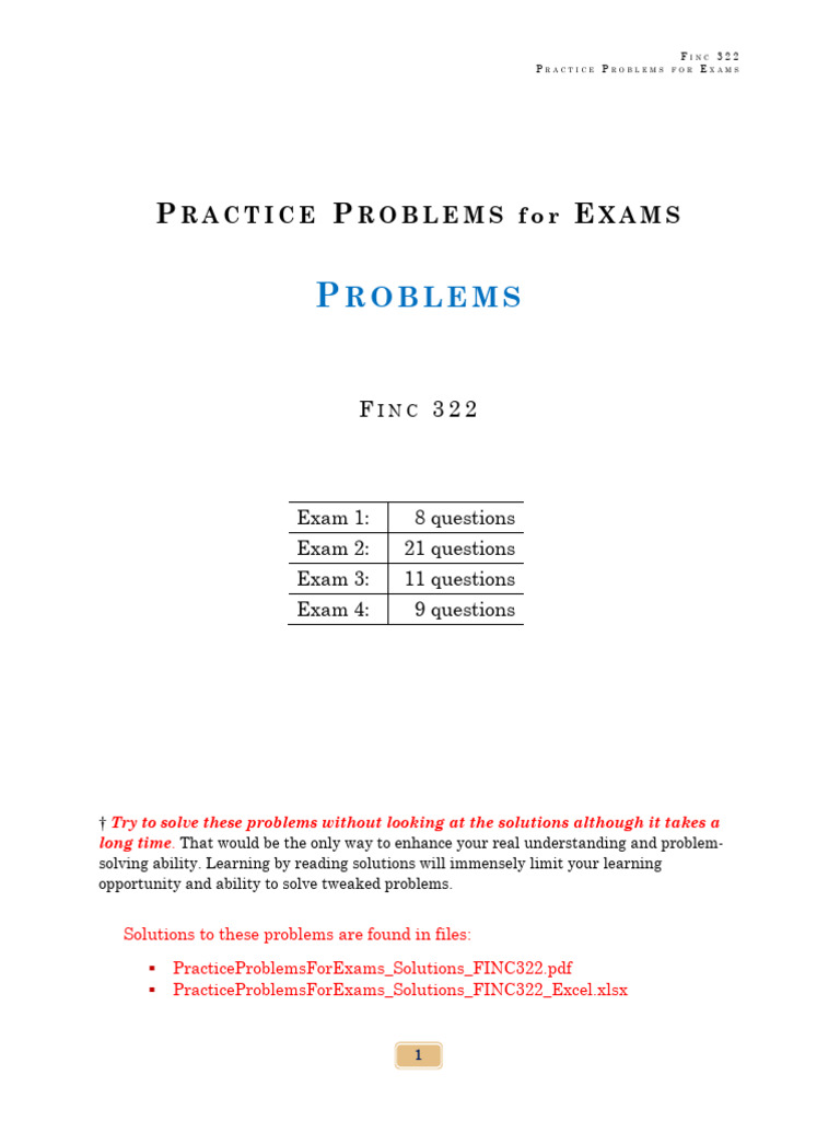 PracticeProblemsForExams FINC322 | PDF | Bonds (Finance) | Preferred Stock