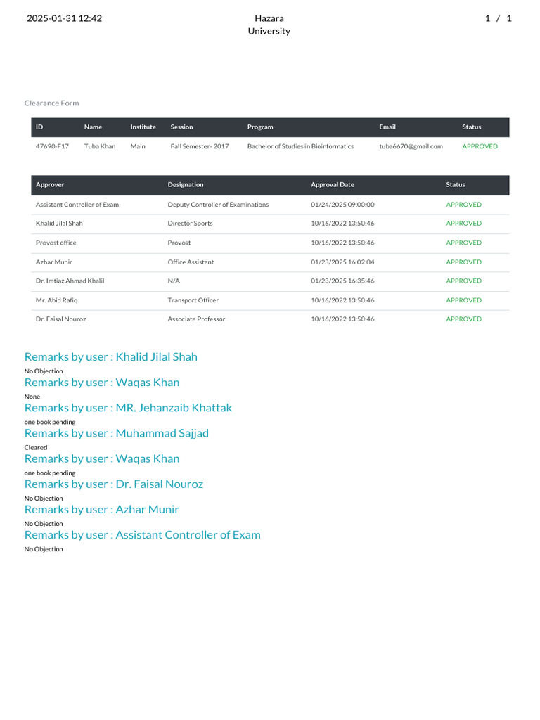 Clearance Report | PDF