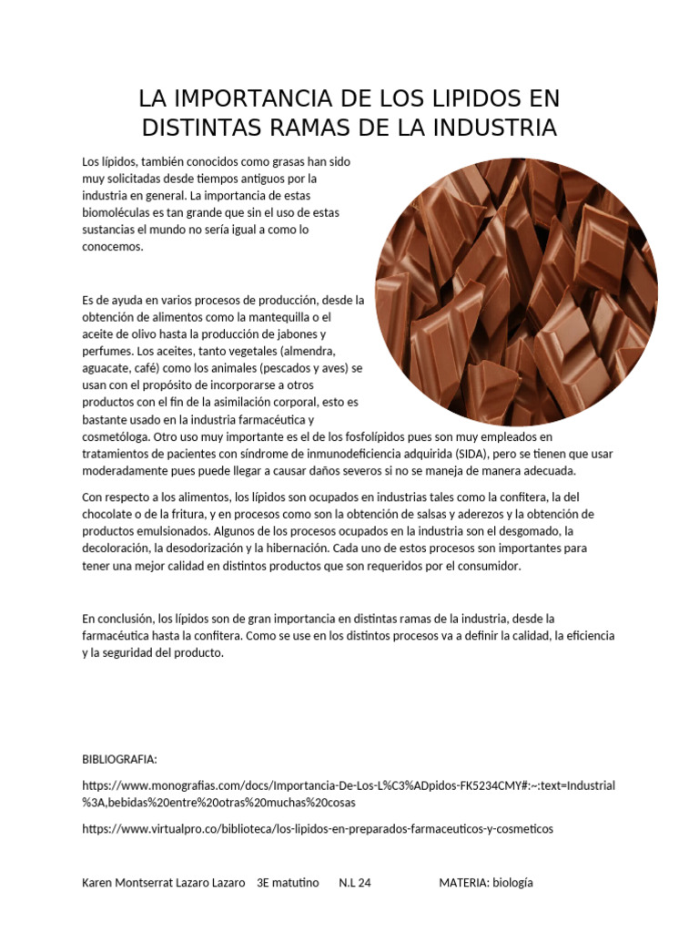 Lípidos: Clave en Diversas Industrias | PDF