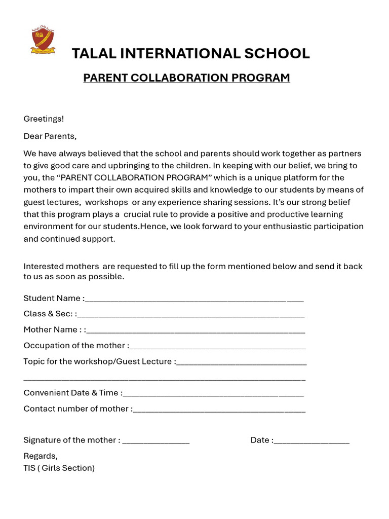 Parent Collaboration Program | PDF