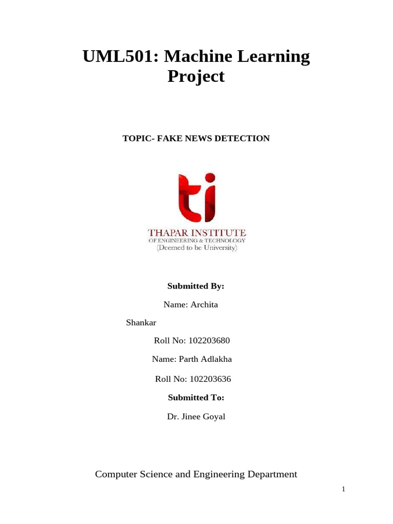 ML Report Fake News Detection | PDF | Machine Learning | Applied Mathematics
