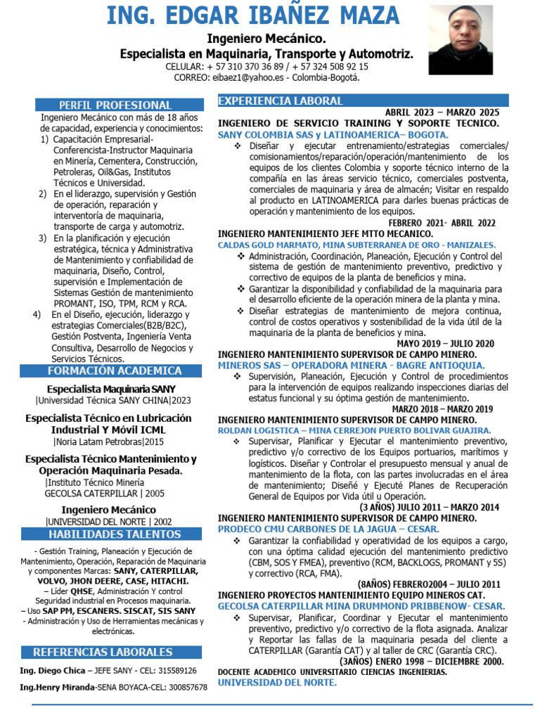 2025 CV Ing Edgar Ibañez Maza | PDF | Business | Ingeniería