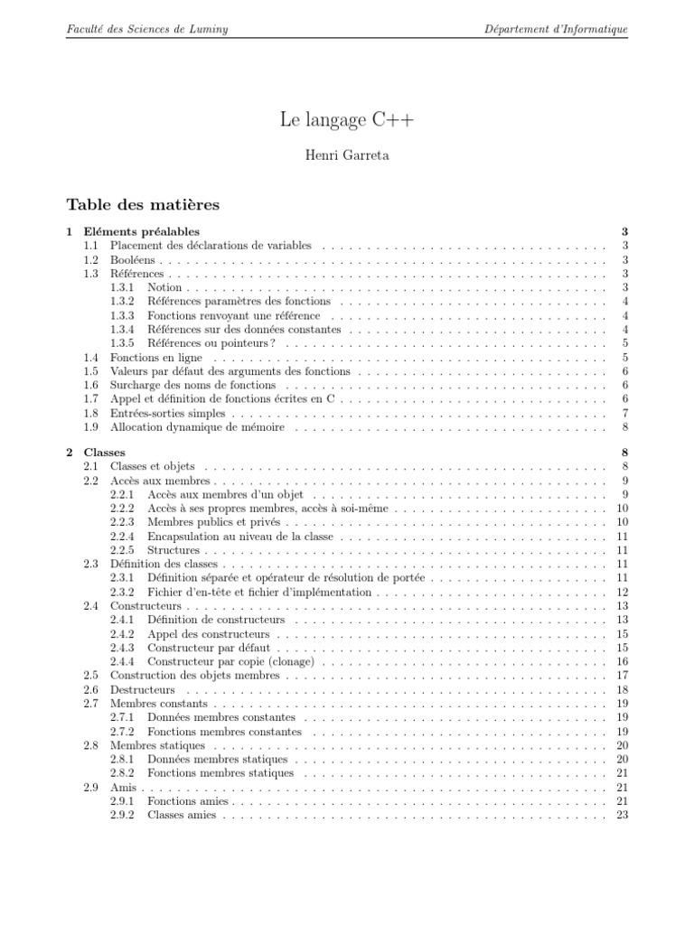 Guide complet sur le langage C++ | PDF | C (Langage de programmation ...