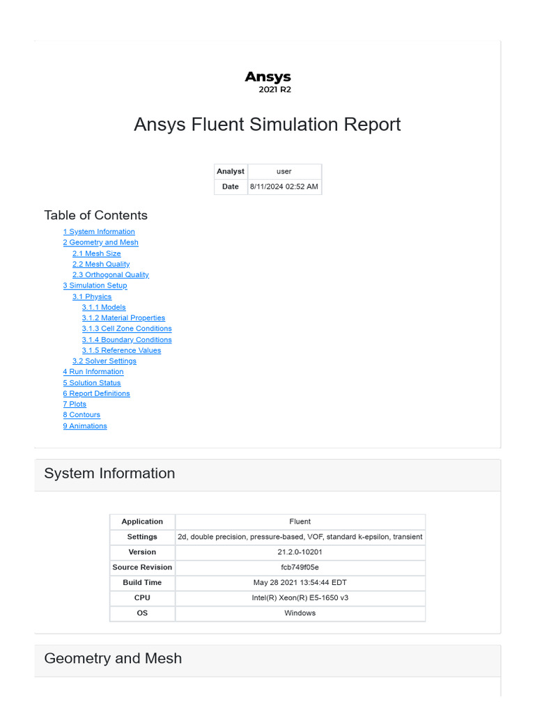 Ansys Fluent Simulation Report | PDF | Turbulence | Viscosity