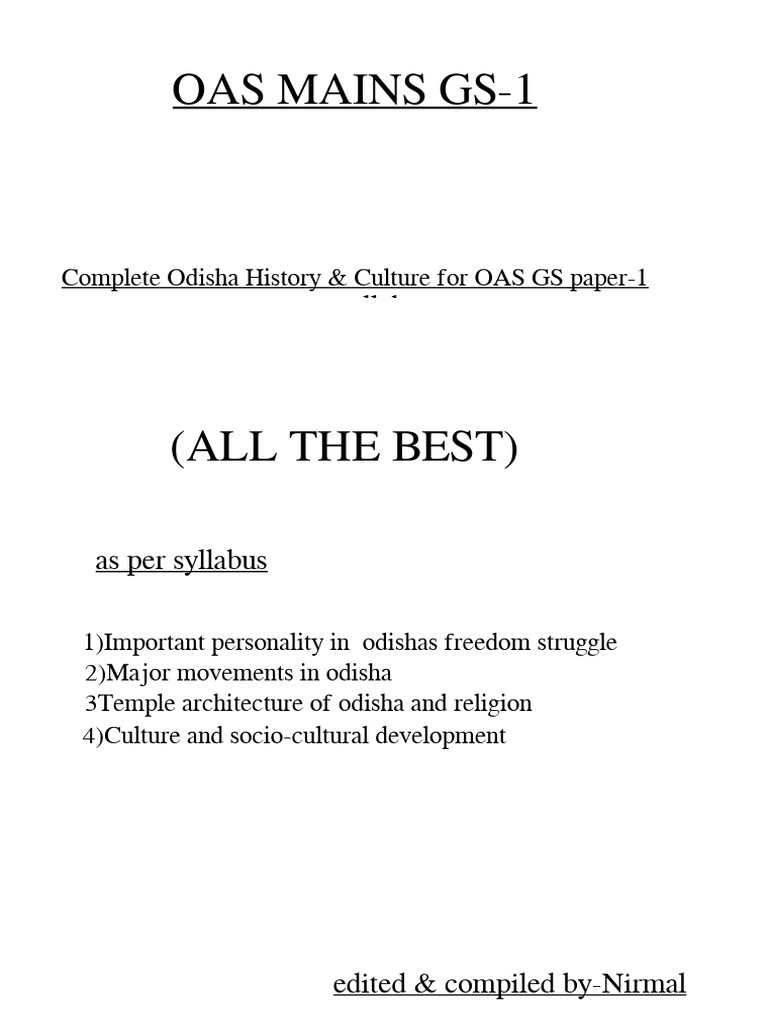 Complete Odisha History & Culture for OAS GS Paper-1. | PDF | Indian ...