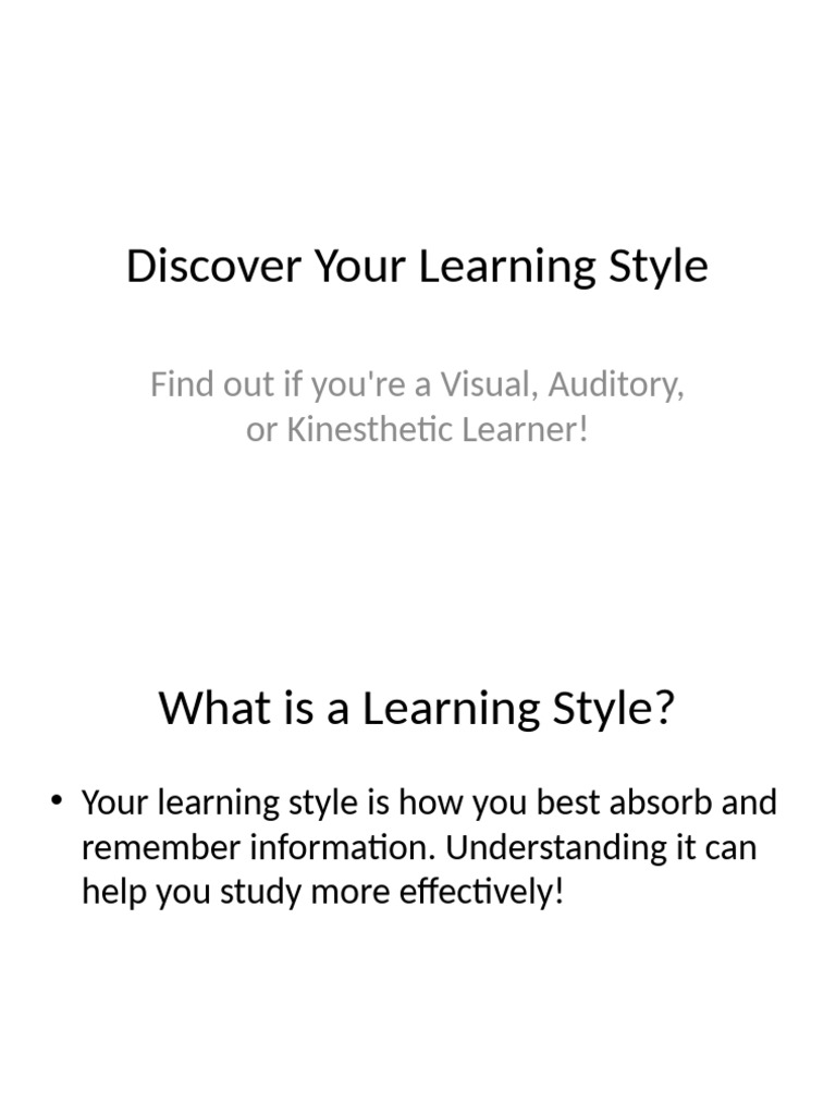 Learning Style Quiz Presentation Pdf
