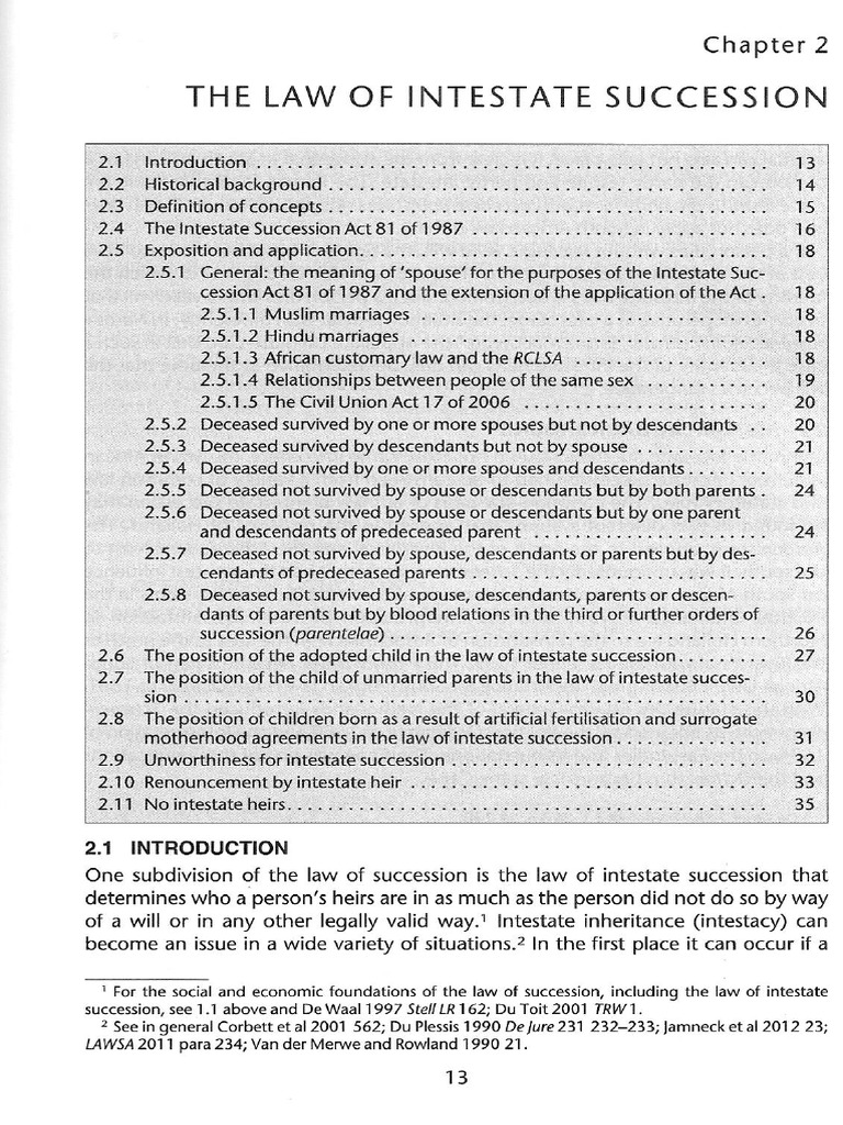 Chapter 2-The Law of Intestate Succession | PDF