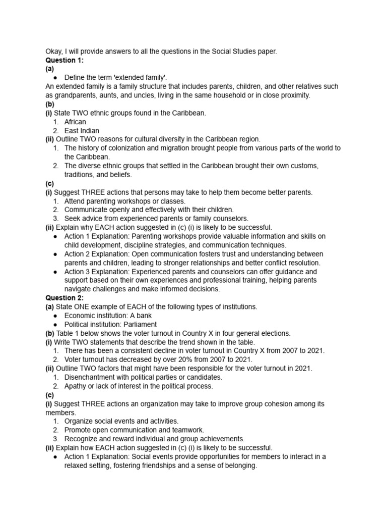 Social Studies Past Paper 2023 Solutions and Answer | PDF | Cost Of ...