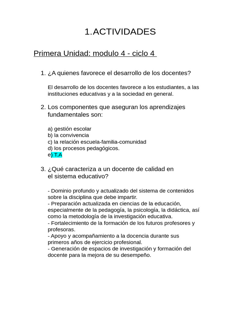 Actividades Modulo4 Ciclo4 | PDF | Plan de estudios | Maestros