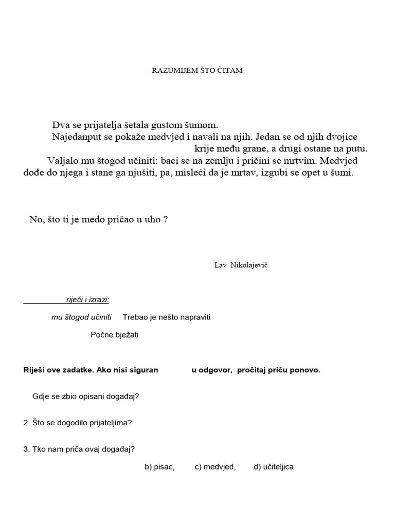 Citanje S Razumijevanjem 2NL - Adela | PDF