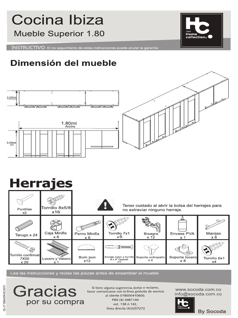 Instructivo Ensamble MS Cocina Ibiza 1.80 Home Collection 1.1 | PDF | Acero | Agua