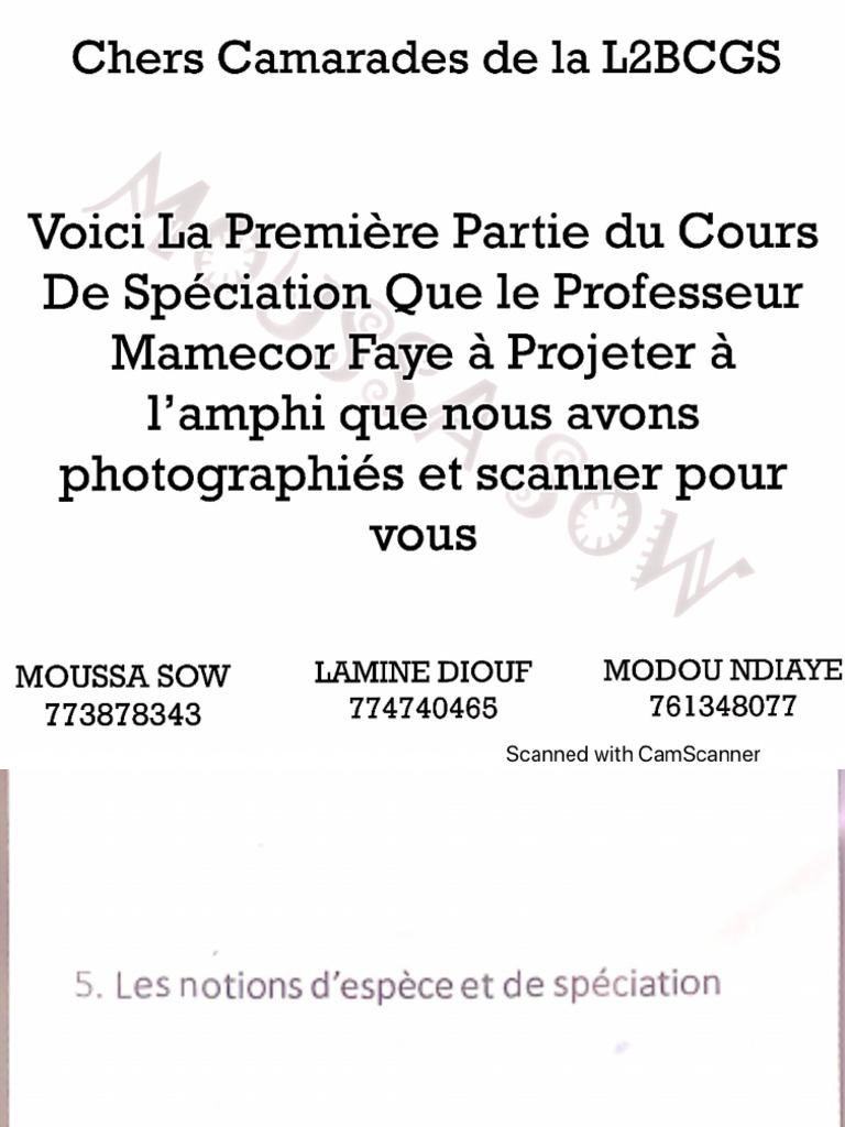 Spéciation Moussa Sow | PDF