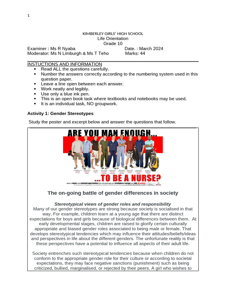 GRADE 10 Source Based Task Part 2 2024 | PDF | Physical Fitness ...