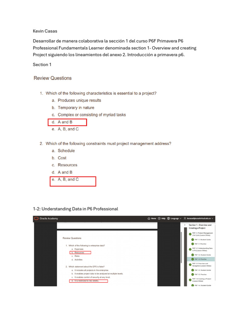 Primavera P6 Course Section 1 Overview | PDF