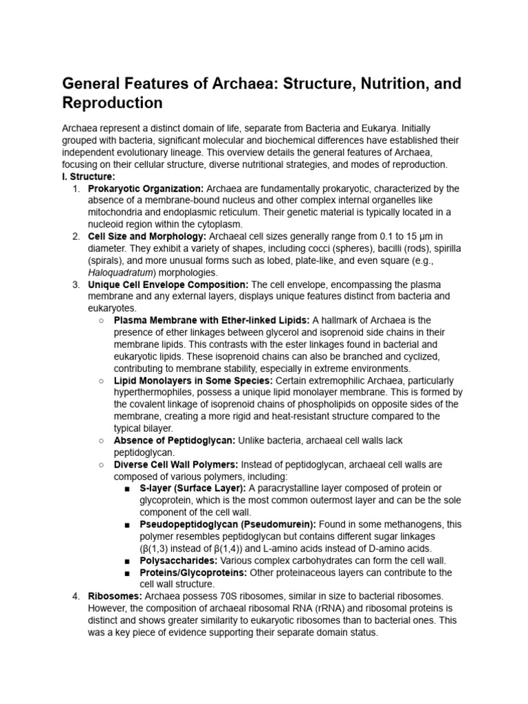 Try Once More - General Features of Archaea (Structu... | PDF | Archaea ...