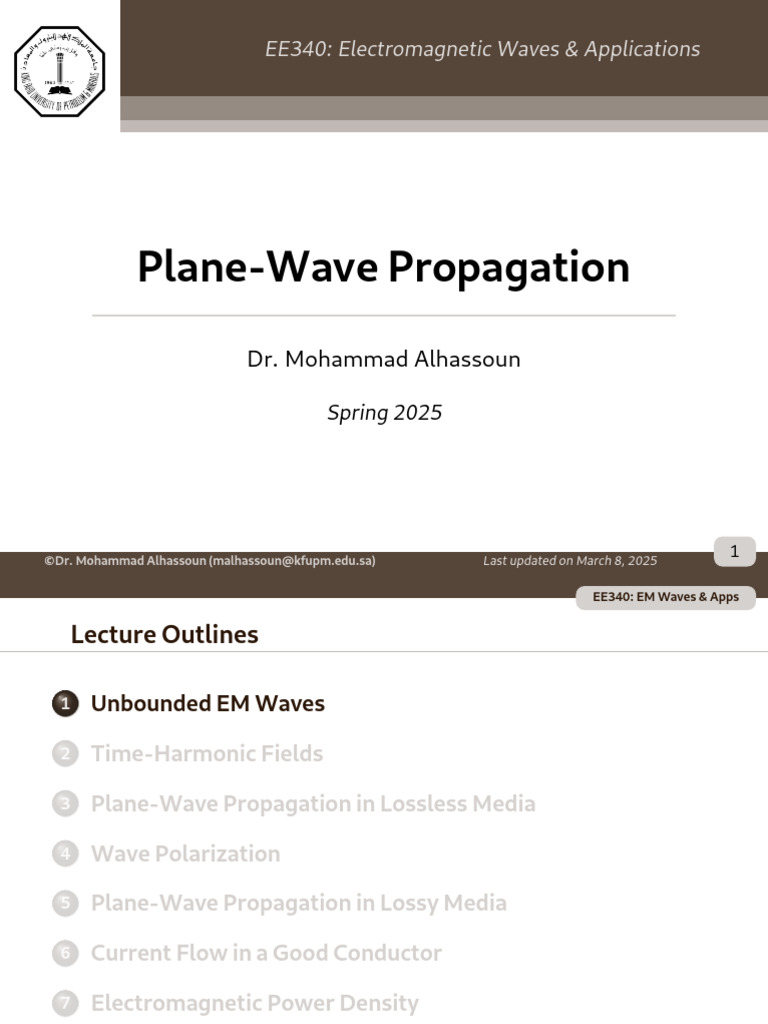 Plane Wave Propagation in EM Waves | PDF | Waves | Electromagnetic ...