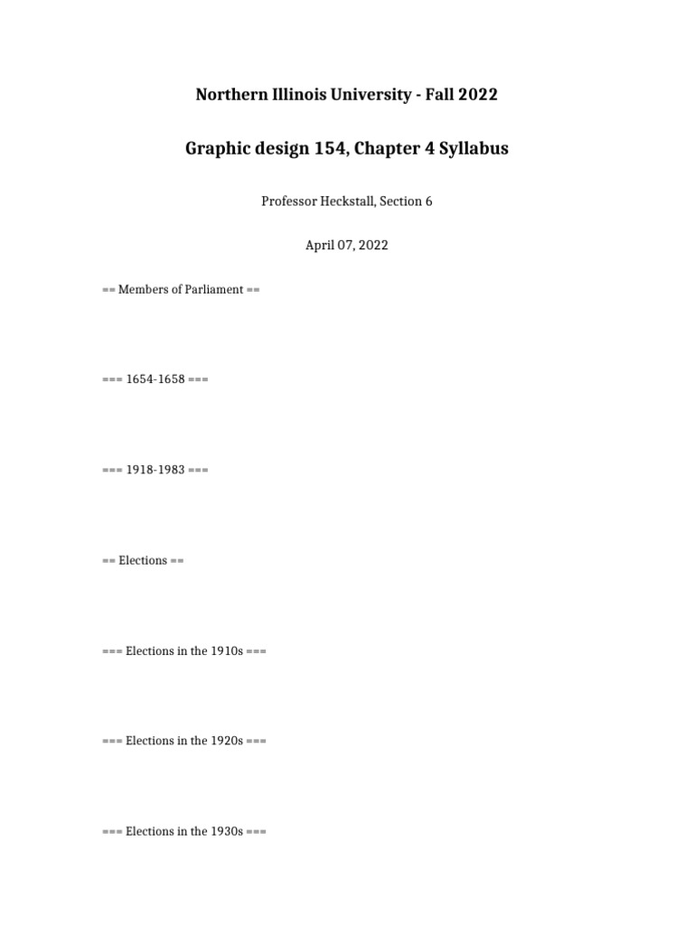 Graphic Design 154 Chapter 4 Syllabus | PDF