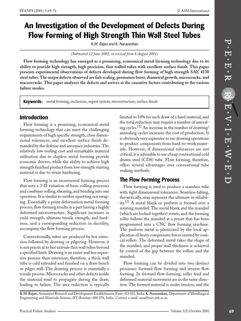 Defect Analysis in Flow Forming Steel Tubes | PDF | Fracture | Extrusion