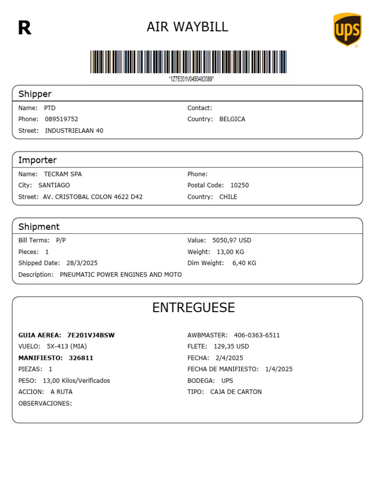 AirWayBill 7E201VJ4BSW021921 | PDF