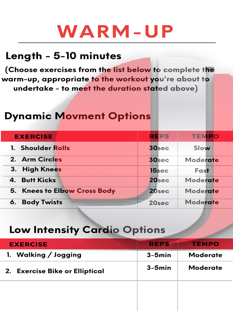 Dynamic Warm-Up Exercise Guide | PDF