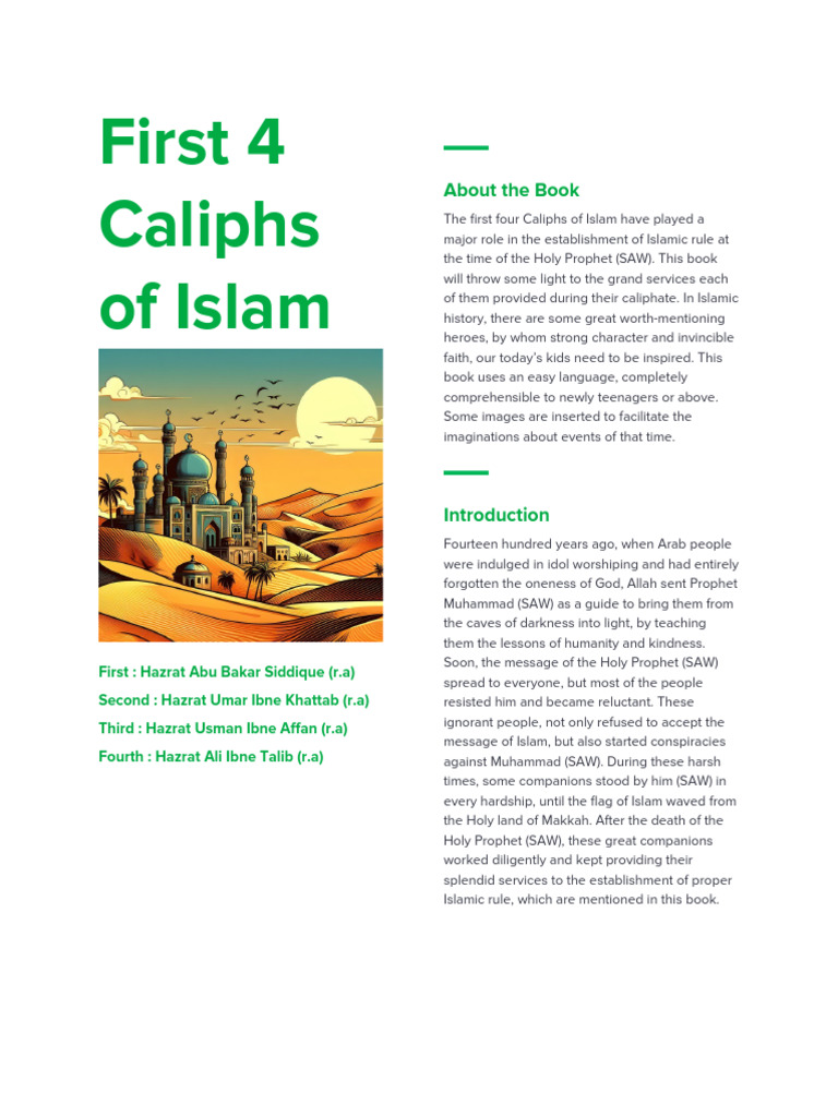 First Four Caliphs of Islam | PDF | Umar | Muhammad
