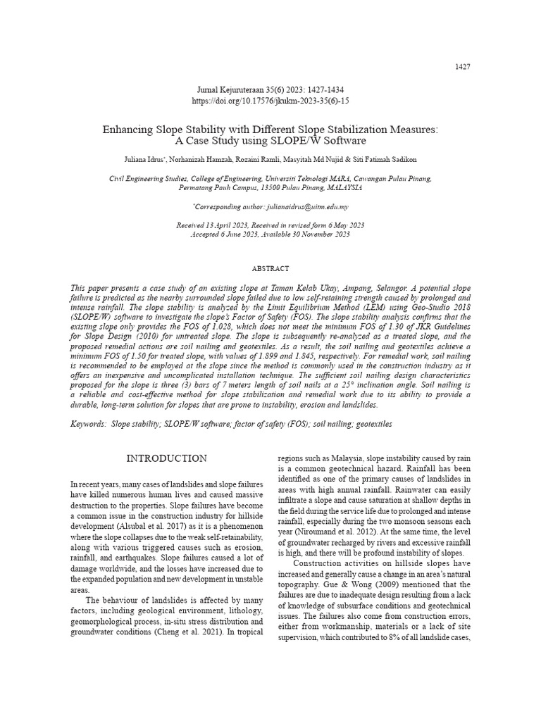 2023 - Enhancing Slope Stability With Different Slope Stabilization ...