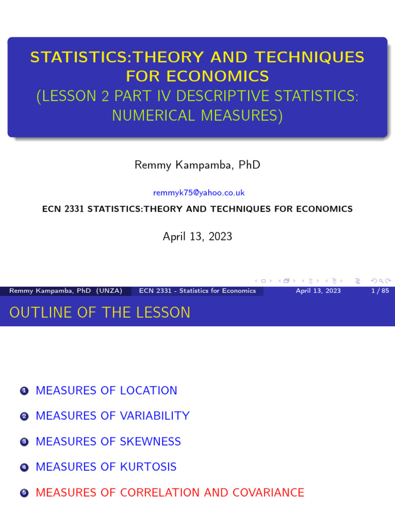 Ecn 2331 Statistics For Economics Lesson 2 Part IV Mcc-5 | PDF ...