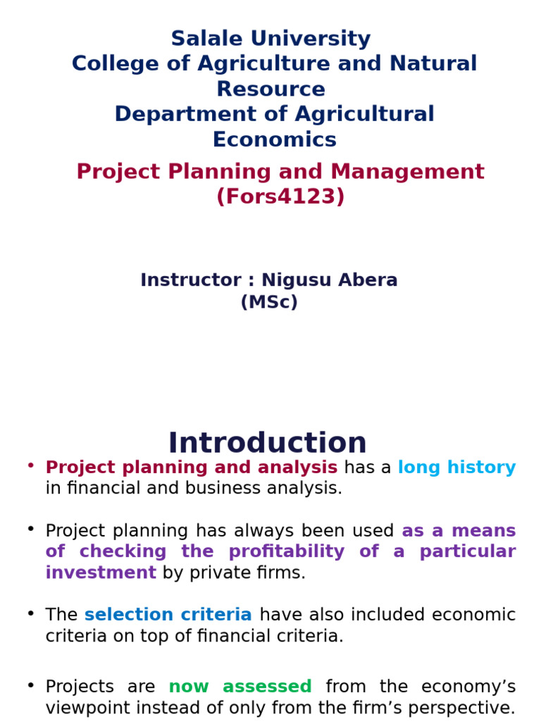 Chapter One-Project - Introduction For Forestry | PDF | Feasibility ...