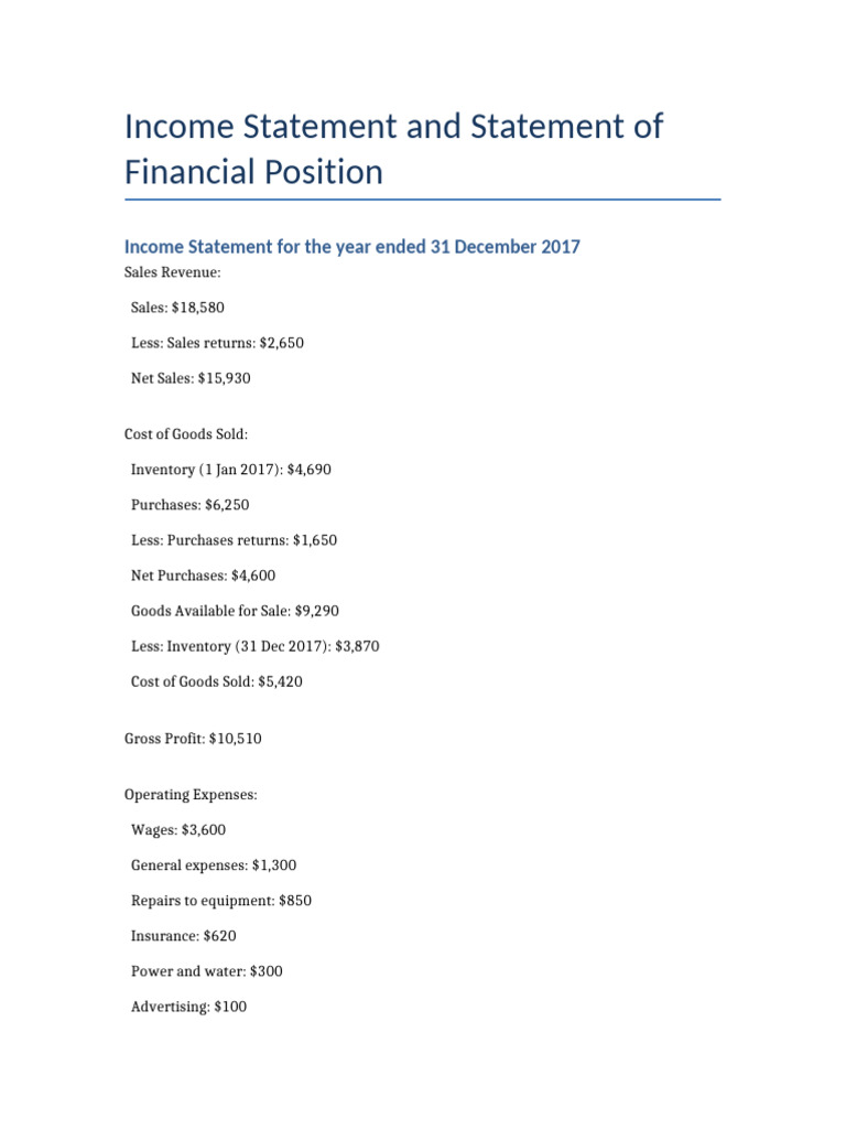 Financial Statements Draft | PDF