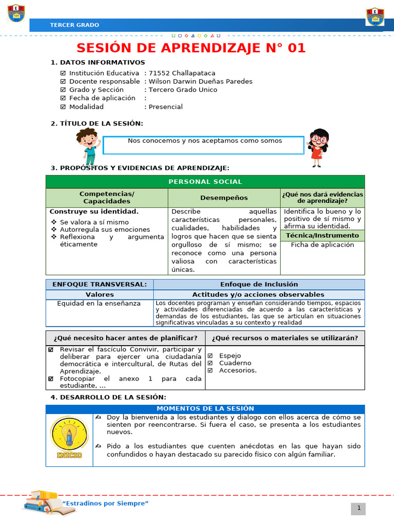 Sesiones de Aprendizaje - Experiencia de Aprendizaje I - Editora Quipus Perú | PDF | Enseñando ...