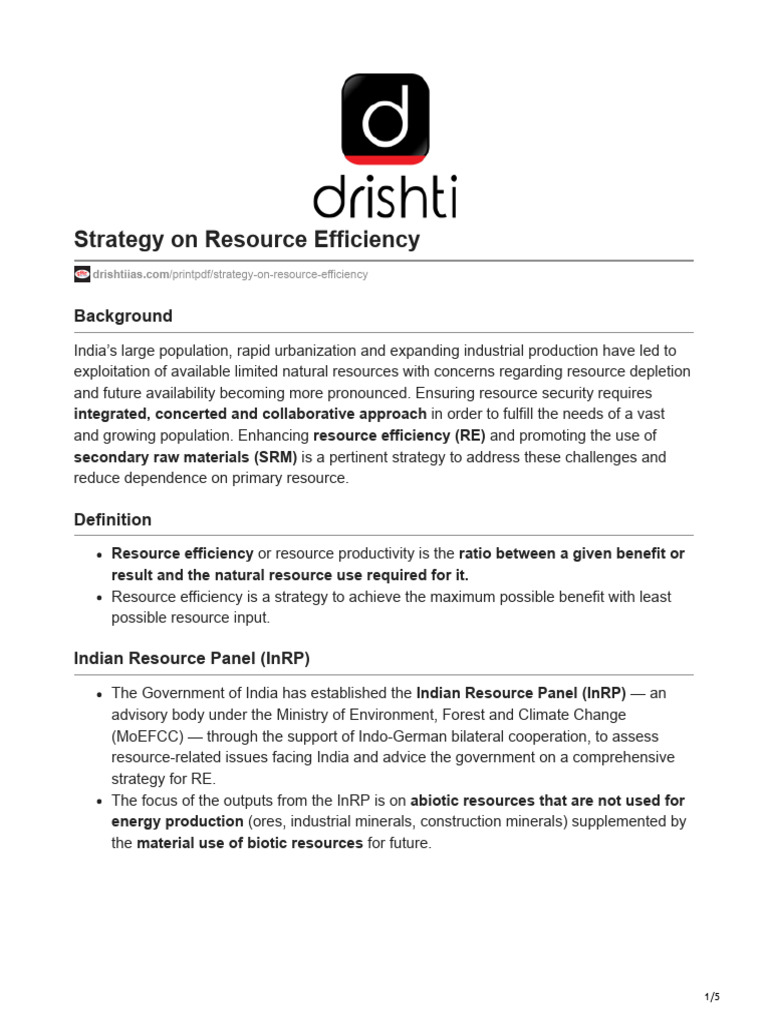 Strategy On Resource Efficiency | PDF | Waste Management | Sustainability