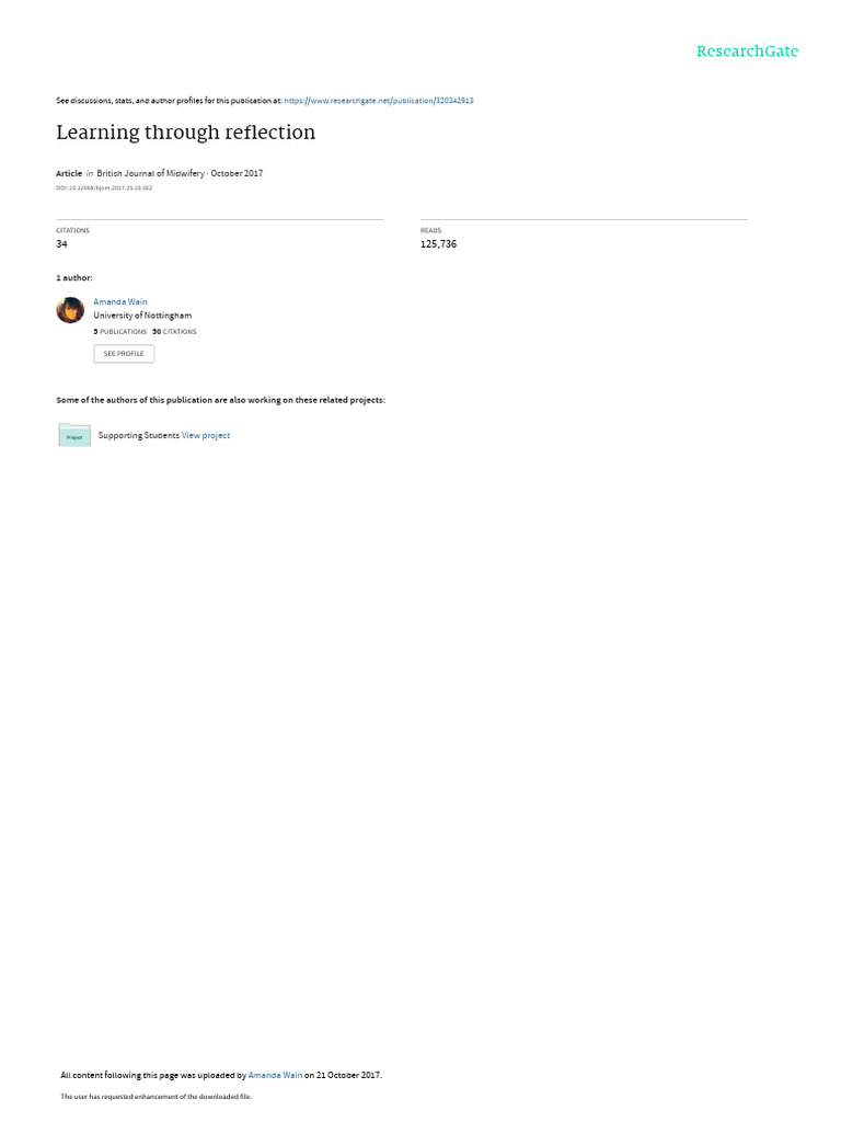 2 Learning Through Reflection Anglais | PDF | Thought | Reflective Practice