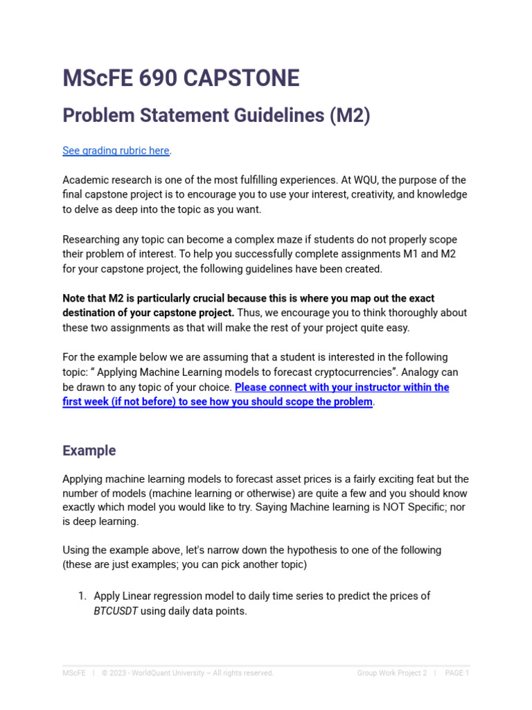 MScFE 690 CP Problem Statement Guidelines | PDF | Machine Learning | Time Series