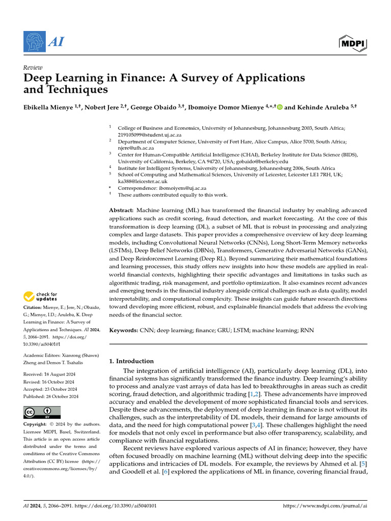 Deep Learning in Finance A Survey of Applications | PDF | Deep Learning ...