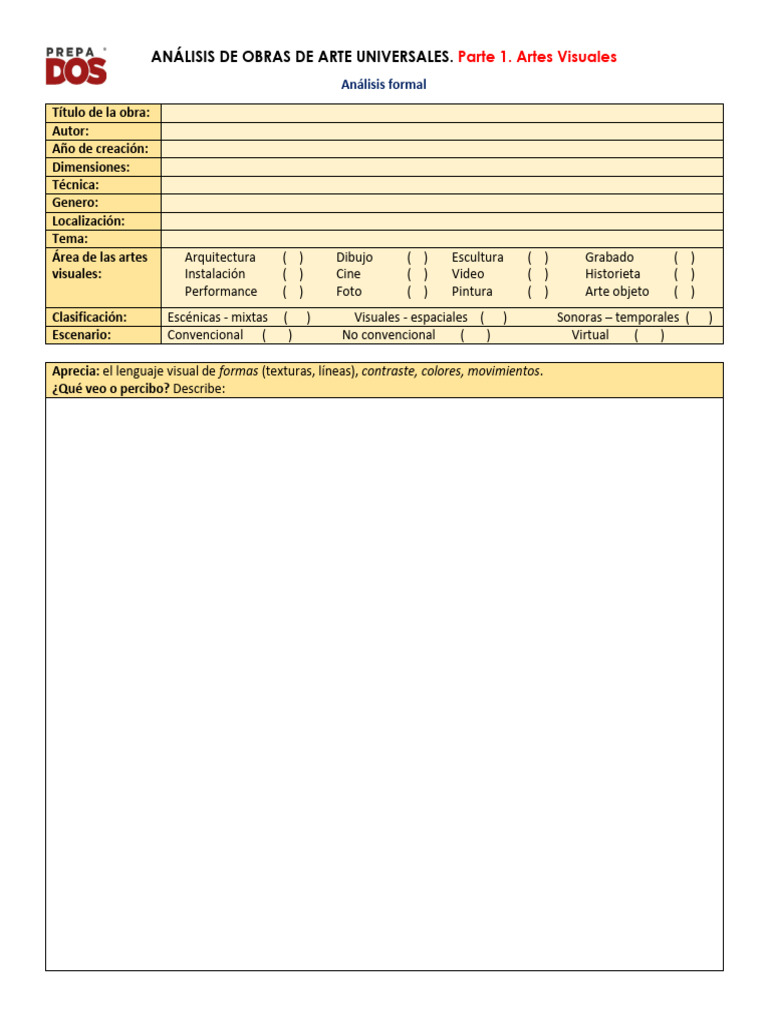 Formato de Análisis Artes Visuales | PDF