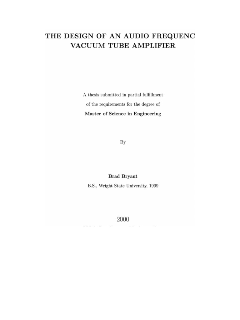 Bryant - The Design of An Audio Frequency Vacuum Tube Amplifier ...