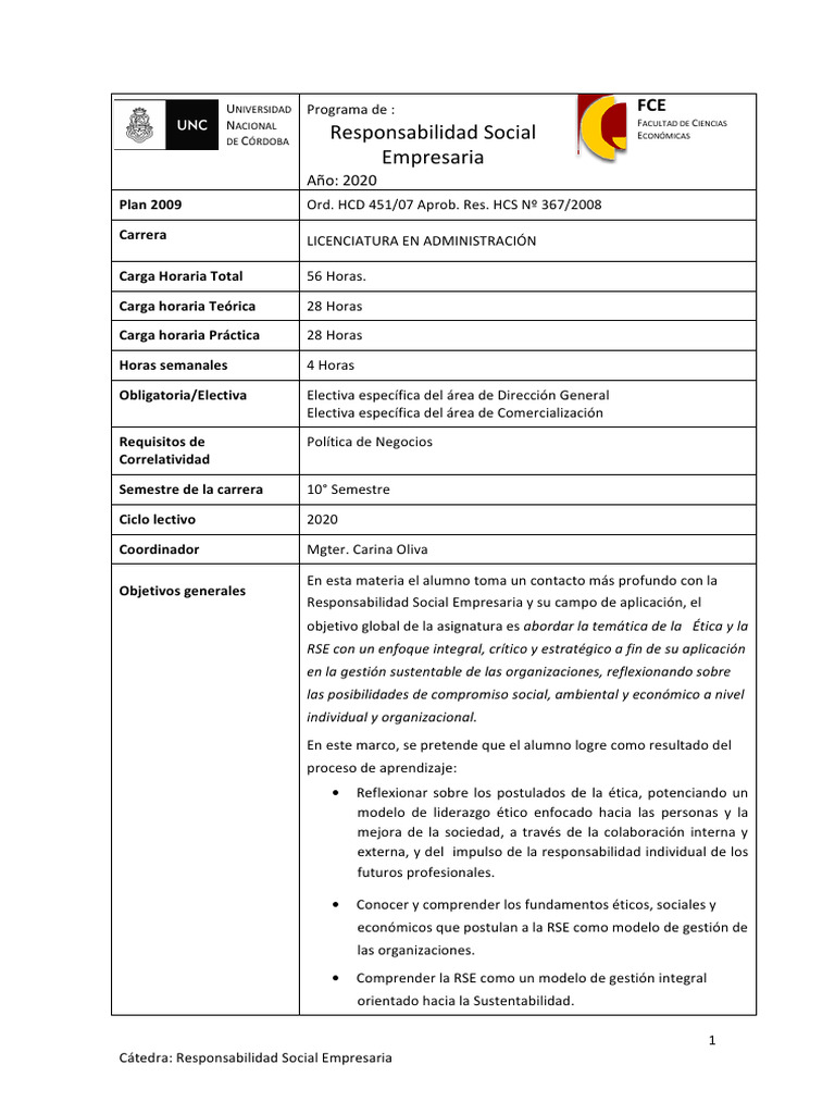 Programa - de - RSE Universidad de Cordoba | PDF | Responsabilidad ...