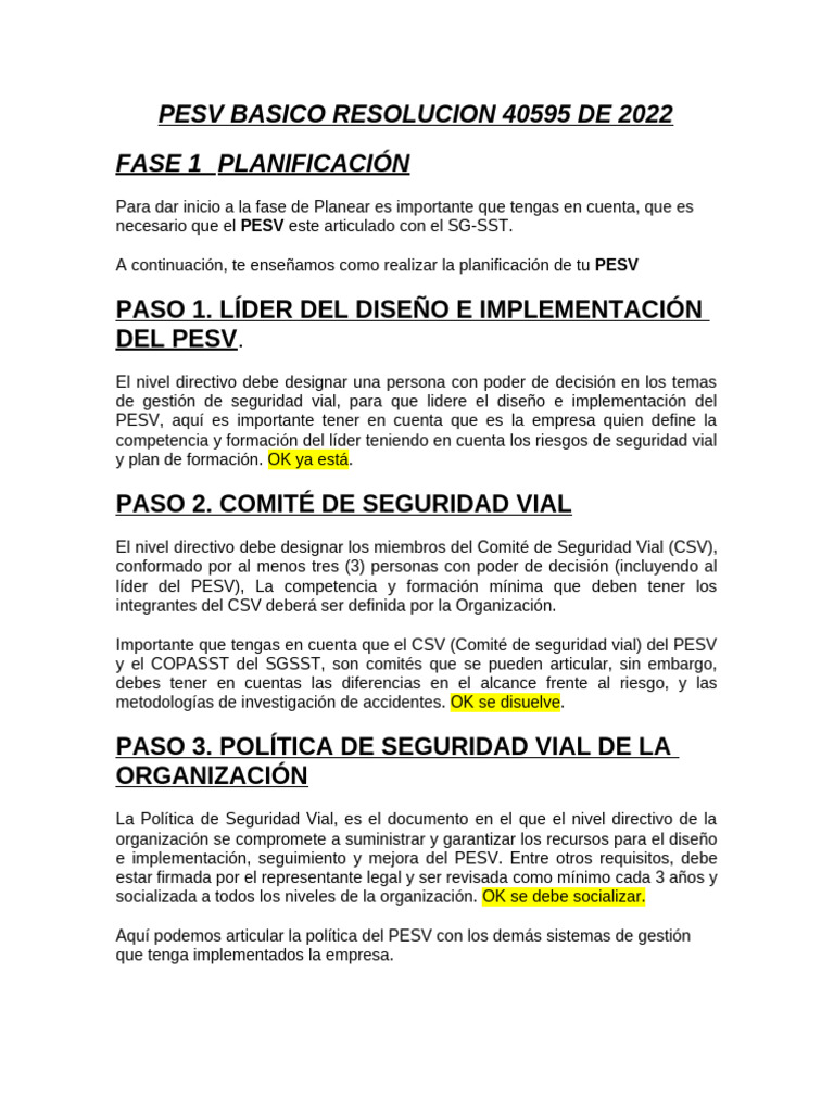 GUIA IMPLEMENTACION DEL PESV | PDF | Planificación | Seguridad vial