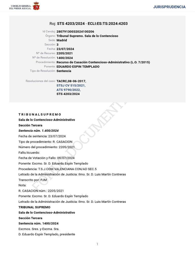 Ecli Es TS 2024 4203 1743945015 | PDF | Caso de ley | Gobierno