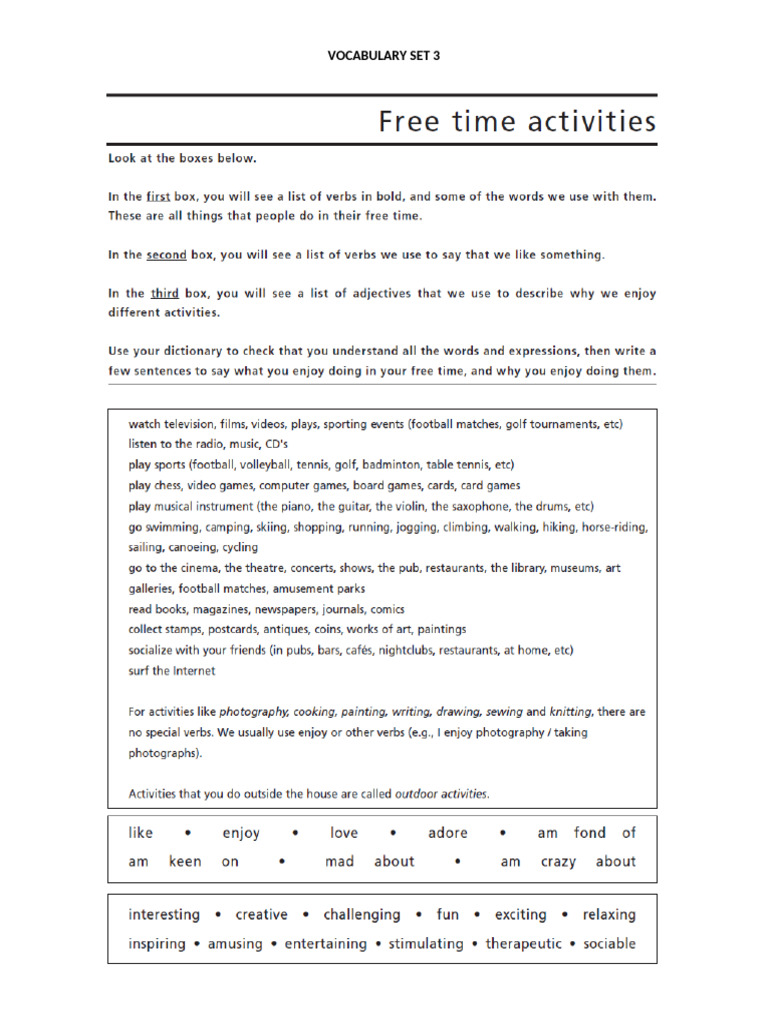 Vocabulary Set 3 Fce | PDF