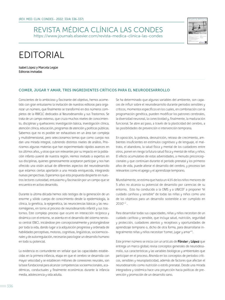 Editorial - 2022 - Revista M Dica CL Nica Las Condes | PDF | Autismo | Teoría de apego