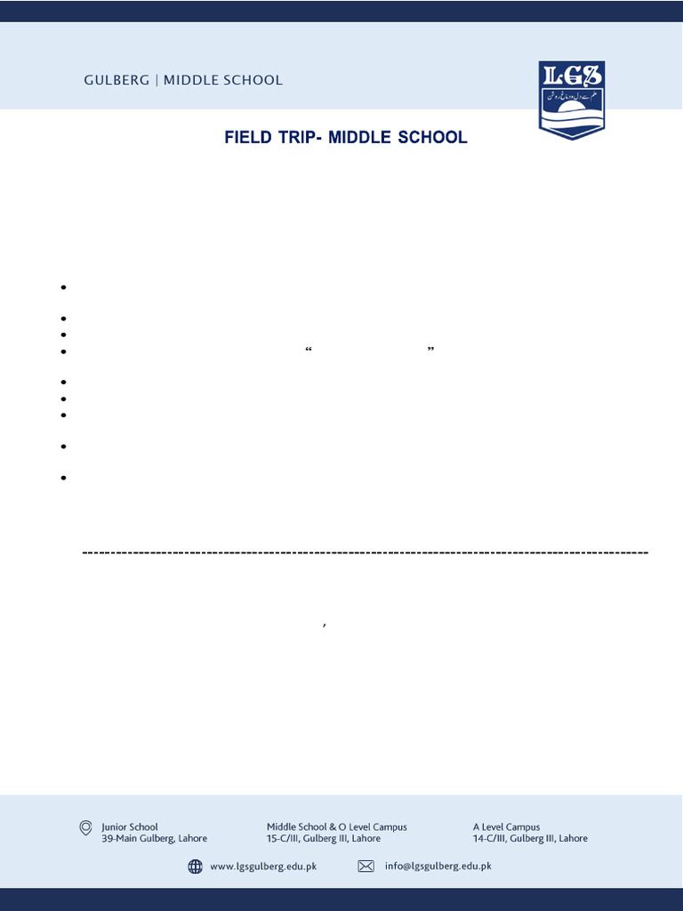 G8 Field Trip Circular 2025 | PDF
